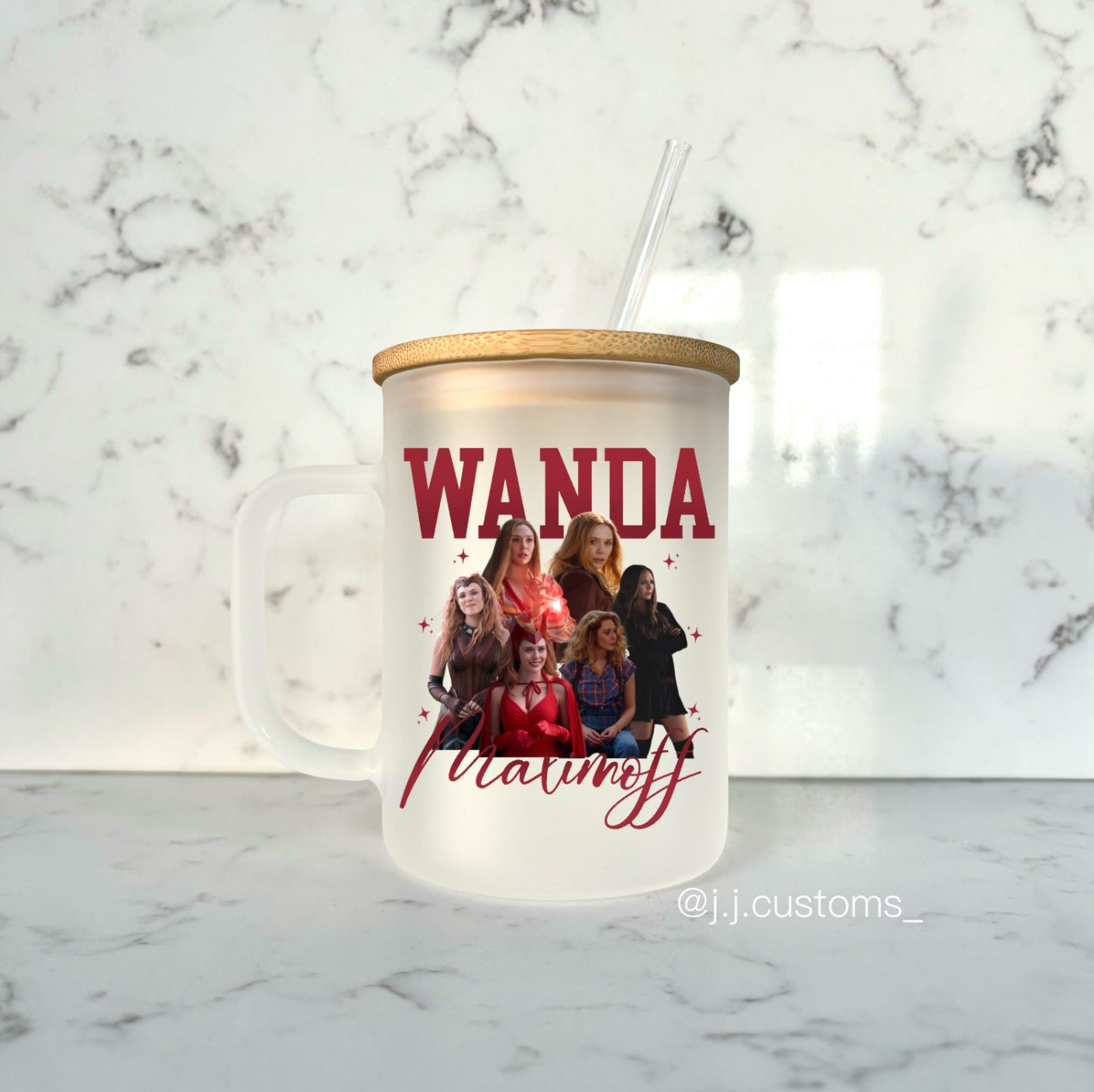 Wanda Homage Glass Mug with lid – JJ Customs